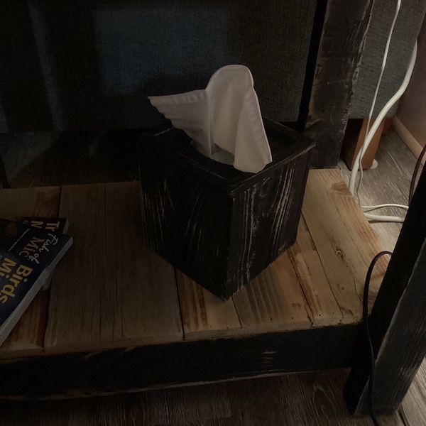 Farmhouse Reclaimed Wood Tissue Box Cover - Rustic Barn Style Wood ...