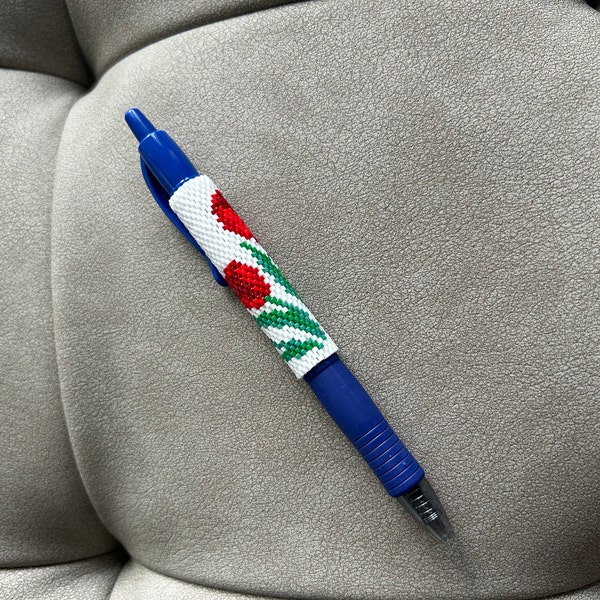 Beaded Tulips Flowers Even Count Peyote Pen Wrap for Pilot G2 - Miyuki ...
