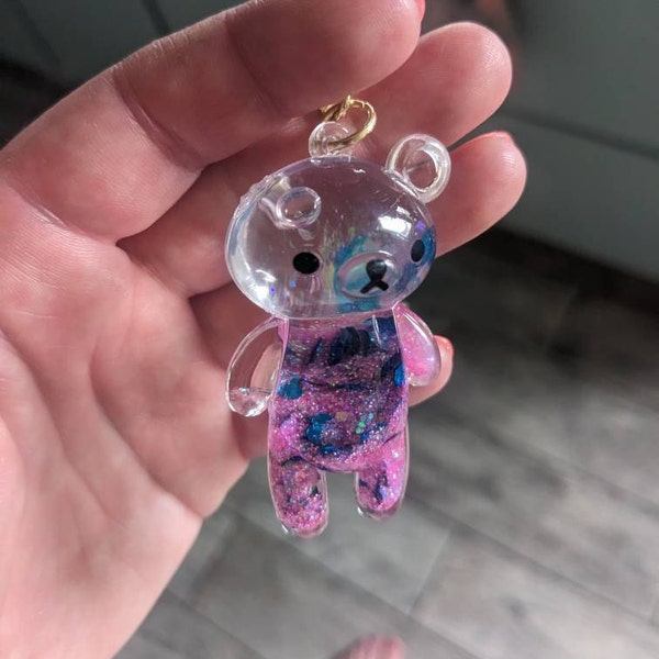 Glitter Bear Keychain – Cute Sparkly Keychain in Galaxy, Candy, Rain ...