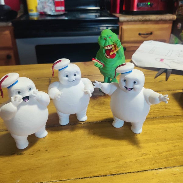 3 Adorable Ghostbusters Mini Stay Puft Marshmallow Man Figurines 3 ...
