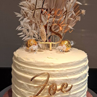 Acrylic Happy 18th Birthday Cake Topper and Name Cake Charm, Gold ...