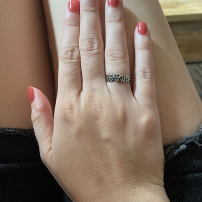 Mini Taphophile Ring in Sterling Silver or Gold Memento Mori Skull - Etsy