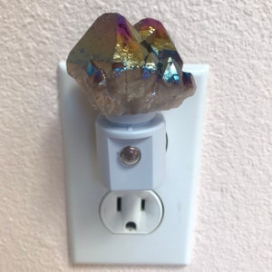 Titanium Quartz Rainbow Aura Crystal LED Gemstone Sensor Night Light ...