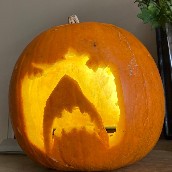 Printable Pumpkin Stencil for Carving - JAWS Shark and Swimmer ...