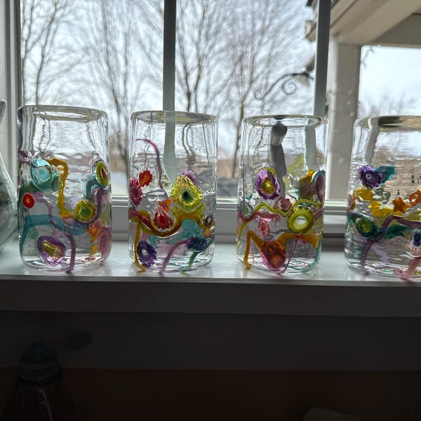 1,single Party Glass. Hand Blown Fun Glassware. Happy Glass,great for ...
