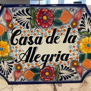 Upgrated Shipping Personalized Talavera Tile House Sign, Housewarming ...