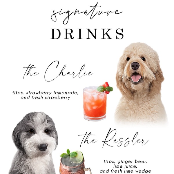 Dog Signature Cocktail Dog Custom Drink Sign Dog Signature Drink Sign ...