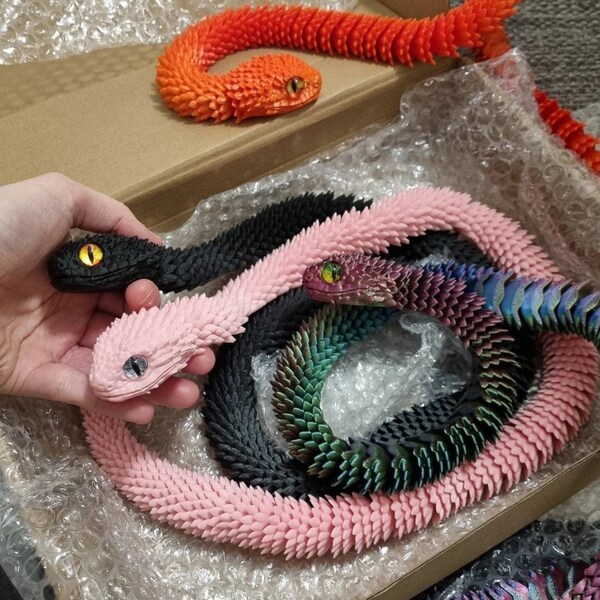 3d Printed Bush Viper Snake/snake Figure/dragon Snake/articulated Snake ...