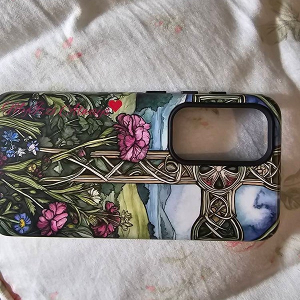 Celestial Stained Glass Moon and Stars Tough Phone Case Faux Stain ...