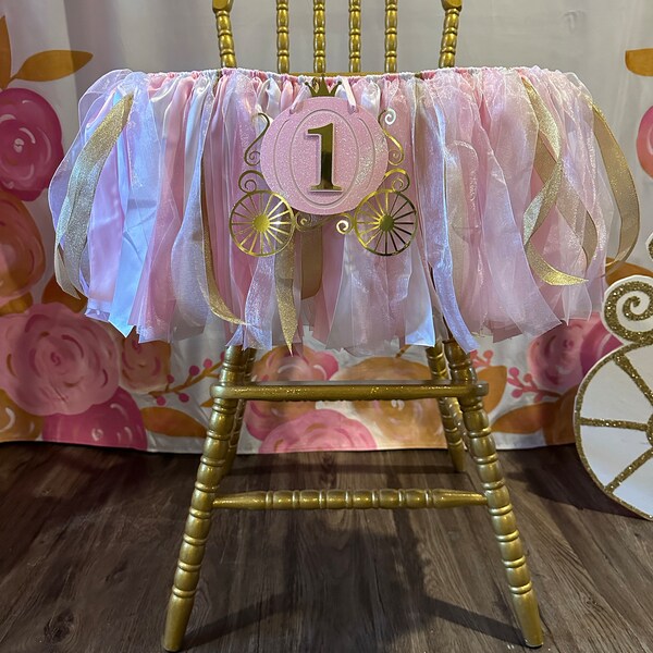 Princess First Birthday, Princess High Chair Banner, Pink Princess ...