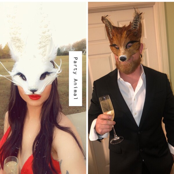 Luxury Lace Embellished White Rabbit Mask, Unisex Animal Mask, Woodland ...