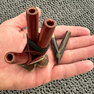 Double Nostril Kuripe Self Applicator Made of Chonta Wood Decorated ...