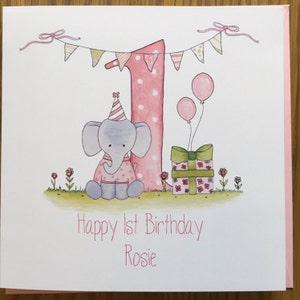 Personalised Girls First Birthday Card Personalised 1st Birthday Card ...
