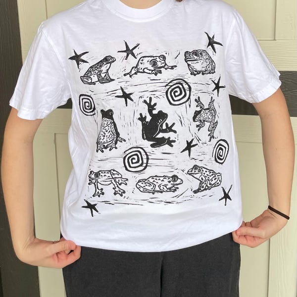 Hand Printed Frog Shirt: Block Print Tee - Etsy