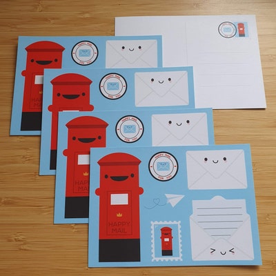 Kawaii Happy Mail Postcard - Etsy