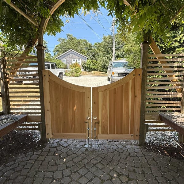 Flat Rail Outdoor Cedar Gate With Solid Panel - Etsy