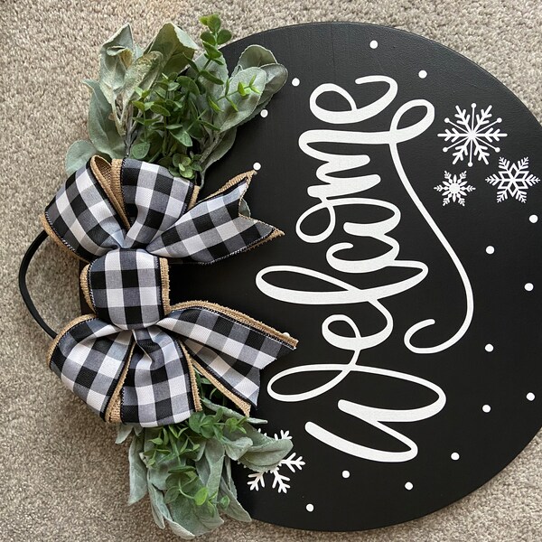 Painted Welcome Snowflake Door Sign: Winter Wreath - Etsy