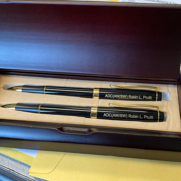 Personalized Ballpoint Pen & Pencil Set With Rosewood Box - Custom ...