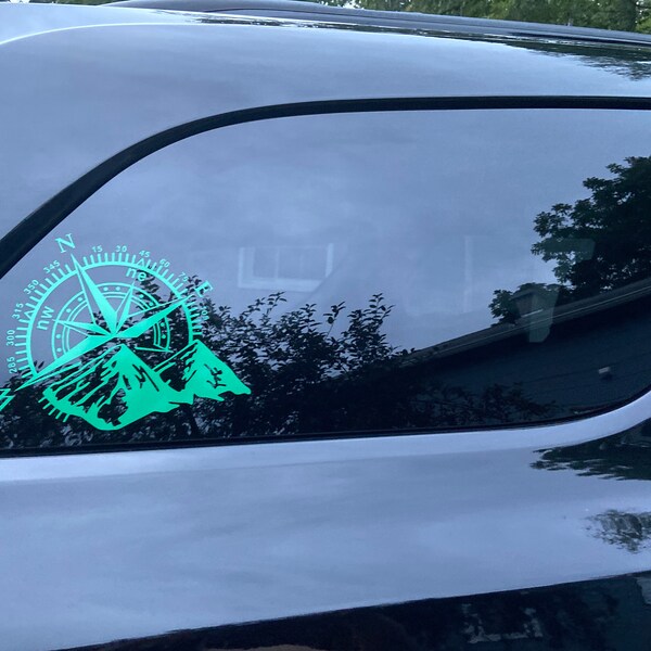 Compass With Mountains Decal | Mountain Decal | Adventure Decal ...