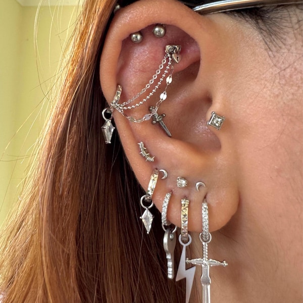 14K Solid Gold Barbed Wire Septum Ring, Gold Seam Hoop Ring, Helix Hoop ...