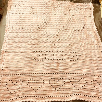 Crochet Baby Blanket Pattern, Princess Name, Personalised, Filet, UK ...