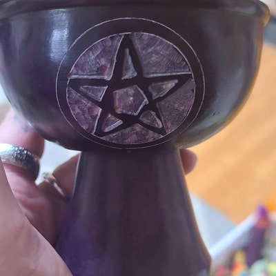 6 Wooden Tabletop Altar With Gold Celtic Pentacle Small Offering Table ...