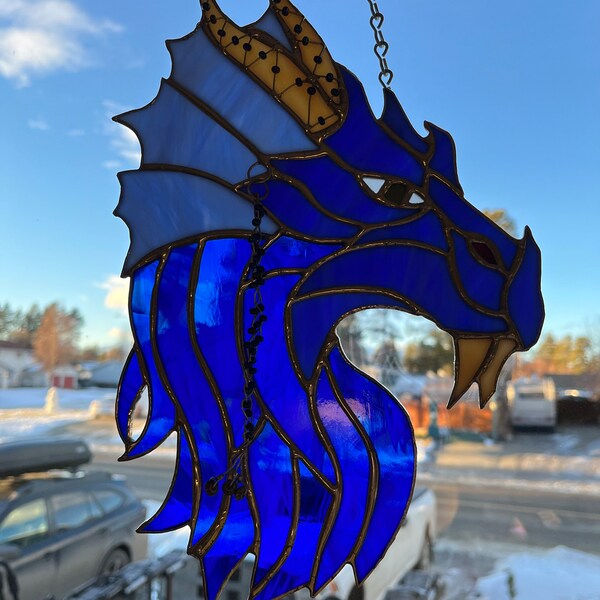 Digital (PDF) Stained Glass Pattern - Dragon's Head (profile) - Etsy