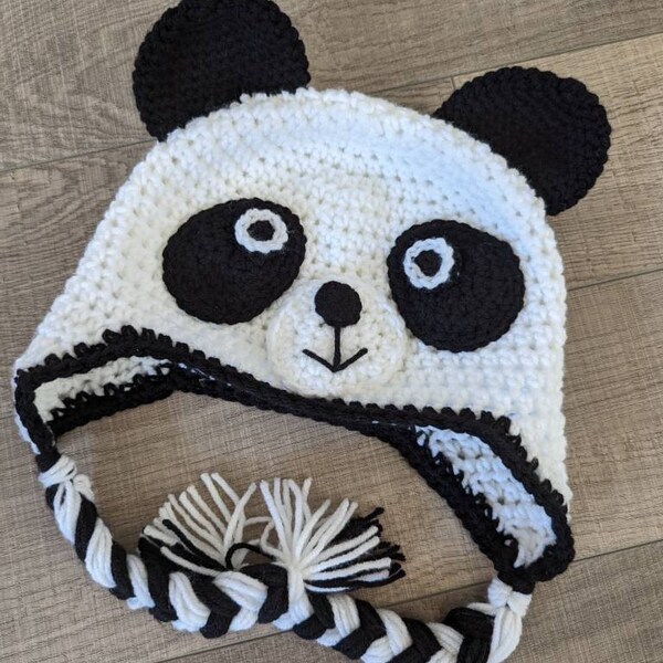 Crochet Hat Pattern, Panda Hat, Crochet Pattern, Winter Hat, Panda ...