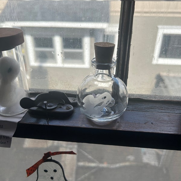 Ghost Etched Bottle With Cork and Lights- Ghost | Halloween | Magick ...