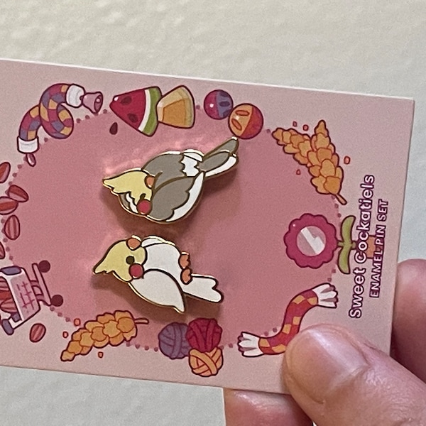 Enamel Pin - Sweet Cockatiels Pin Set - Etsy