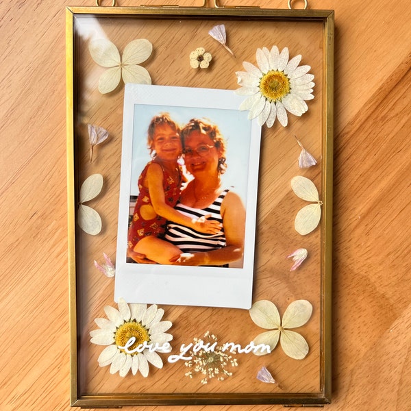 Custom Calligraphy Double Pressed Flower Floating Frame Vintage Flower ...