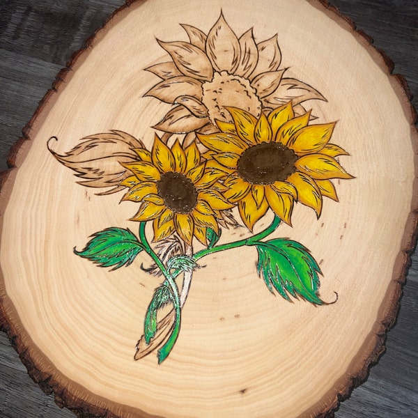 Handmade Wood Burned Rose Art - Etsy