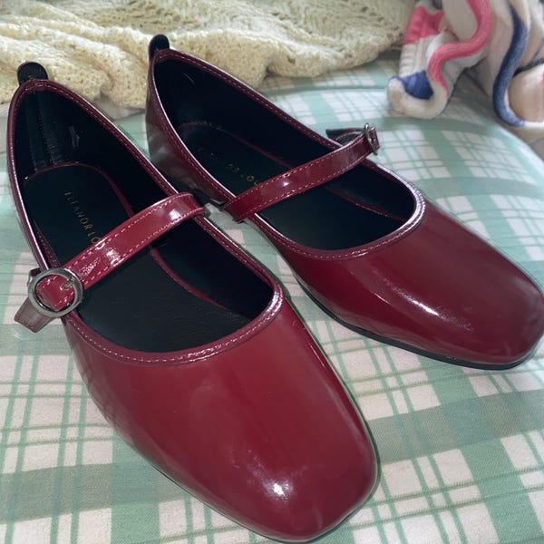 Cherry Red Mary Janes, Burgundy Mary Jane Shoes, Cherry Red Patent ...