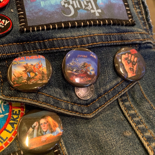80s Heavy Metal Music Pins, Buttons, Badges, Alternative, Punk, Custom ...