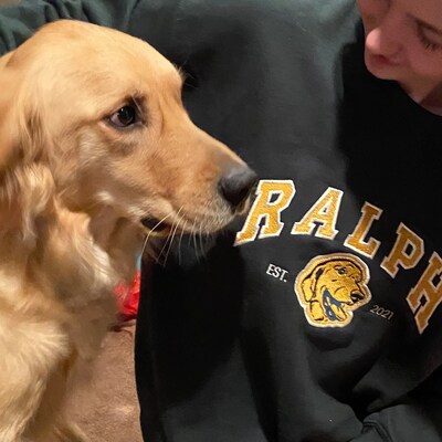 Varsity Custom Embroidered Dog Sweatshirt Custom Dog Sweater Embroider ...