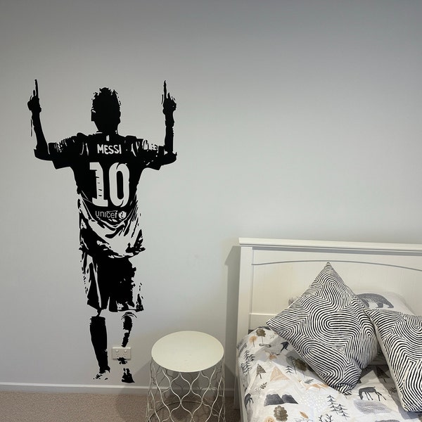 Messi Vinyl Art Removable Wall Sticker Football Soccer Player Room ...