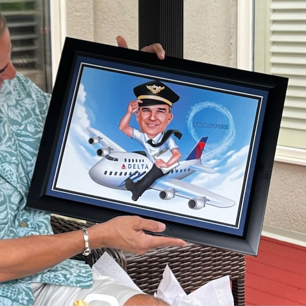 Custom Pilot Portrait, Personalized Female Pilot Gift Idea, Pilot Gifts ...