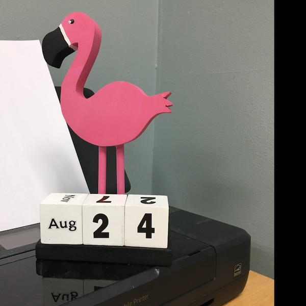 Pink Flamingo Calendar Perpetual Wood Block Pink Flamingo Decor - Etsy