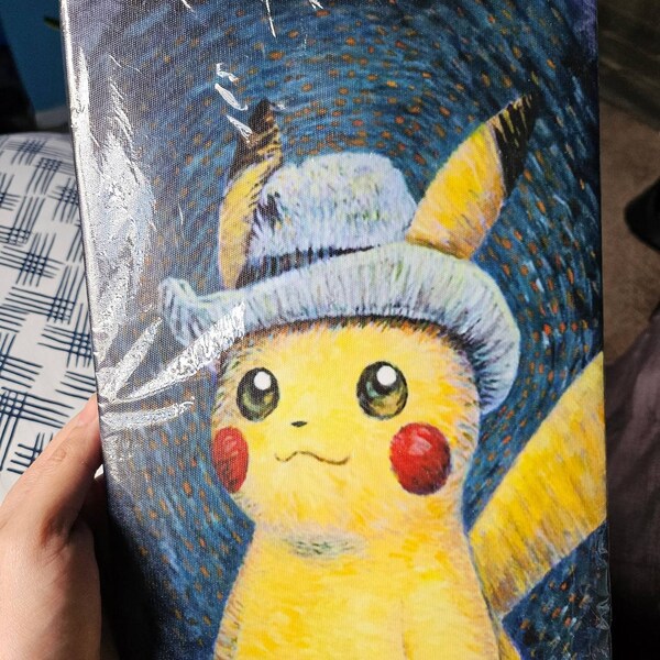 Pikachu Van Gogh Canvas Wall Art, Pikachu Van Gogh Poster, Pikachu ...
