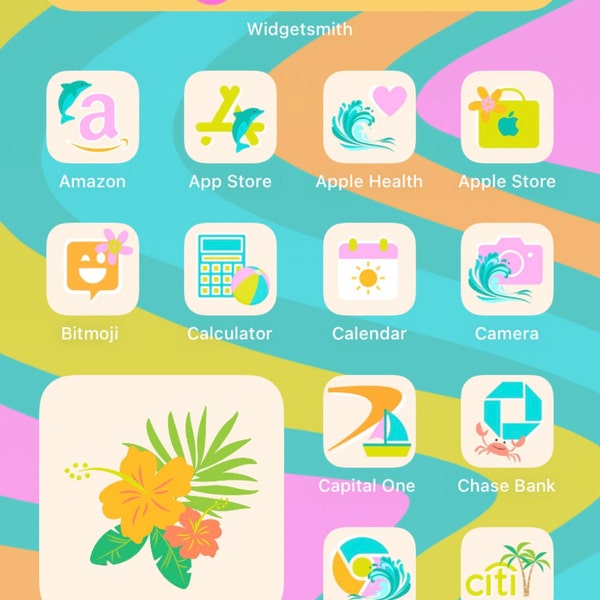 Summer Aesthetic App Icons | Summer Phone App Icons | Tropical App ...