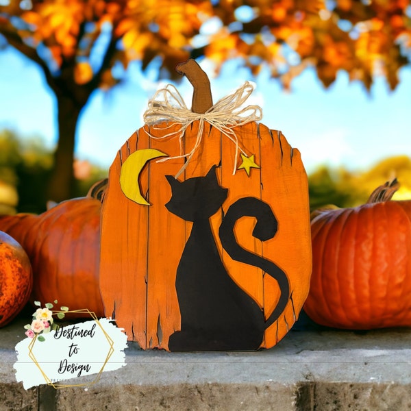 Fall Pumpkin & Black Cat SVG, Digital File, Laser File - Etsy