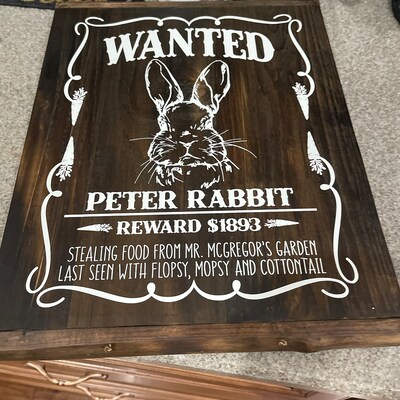 Wanted Peter Rabbit Stencil, Peter Rabbit Vinyl Decal, Rabbit Stencil ...