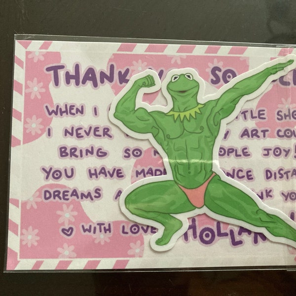 Buff Kermit the Frog Stickers | Original Vinyl Sticker Water Bottle ...