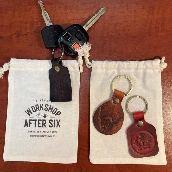 Handmade Leather Highland Stag Key Chain: Scottish Souvenir - Etsy