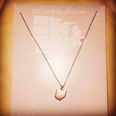 Indiana Tiny State Charm Necklace Midwest Charm 18k Gold - Etsy