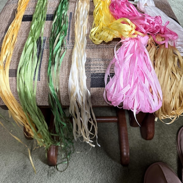 Big SET Silk Ribbon 2,4,7,13,20mm Variegated Ribbon, 100 % Pure Silk ...