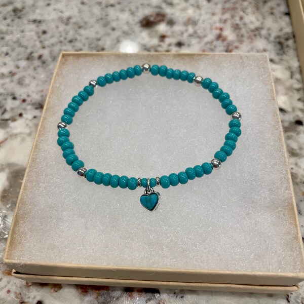 Tiny Turquoise Heart Pendants With Howlite Cabochon Package of 4 ...