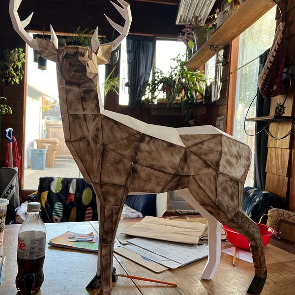 Papercraft Deer PDF for Printer, SVG Template for Cricut Projects, 3D ...