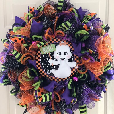 Round BOO Halloween Wreath Sign, Wreath Signs, Personalize It by Pam ...