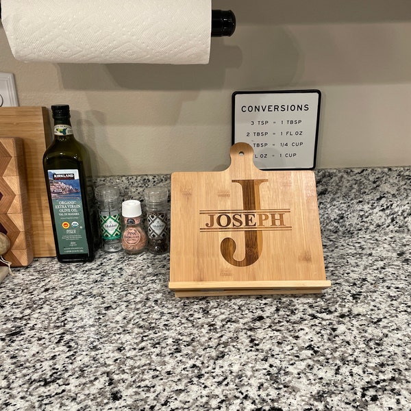 Cookbook Stand, Cook Book Holder, Kitchen Tablet Stand, Personalized ...